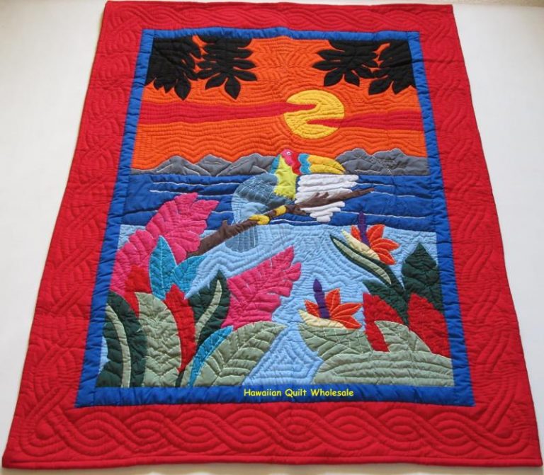 Birds of Paradise Toucan Sunset RE | Hawaiian Quilt Wholesale